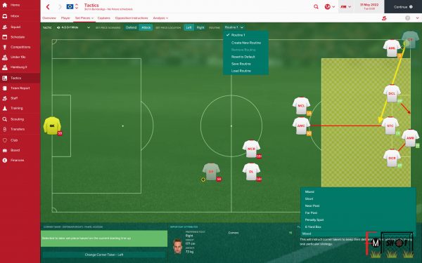 Creating a Set Piece Tactic Including Corner & Throw-in Routine