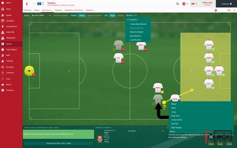 Creating a Set Piece Tactic Including Corner & Throw-in Routine
